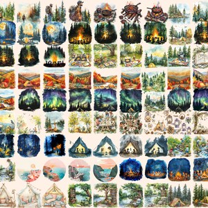 Watercolor Camping Clipart Bundle: 848 Outdoor Adventure PNG Images ...