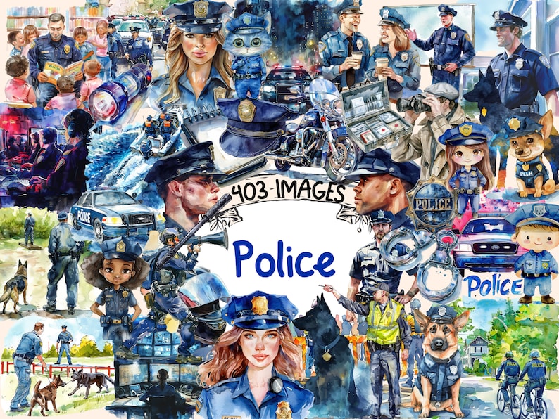 Police Watercolor Clipart Bundle: 403 Law Enforcement PNG Images ...