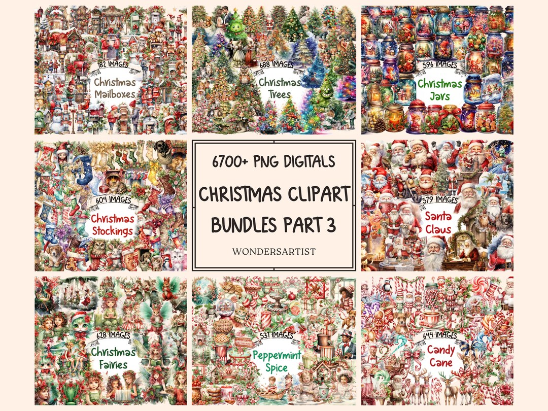 6700+ Christmas Clipart Bundle: Festive PNG Graphics (commercial Use ...