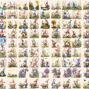 Spring Gnomes Watercolor Clipart Bundle: 295 PNG Images (digital ...