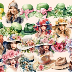 Hats Watercolor Clipart Bundle - 181 PNG Hat Images, Fashionable ...