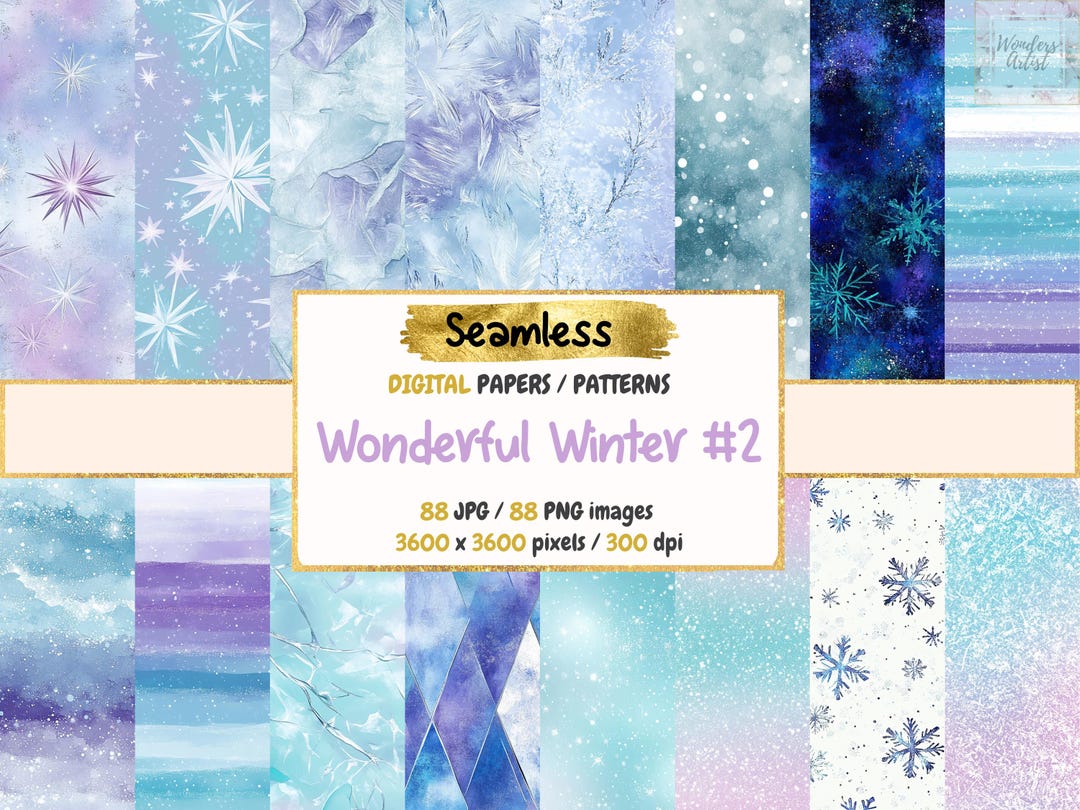 Winter Digital Paper: Frosty Snowflake Textures (commercial Use ...