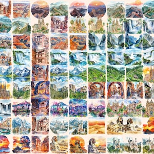 Landmarks Watercolor Clipart Bundle: 527 World Monument PNG Images ...