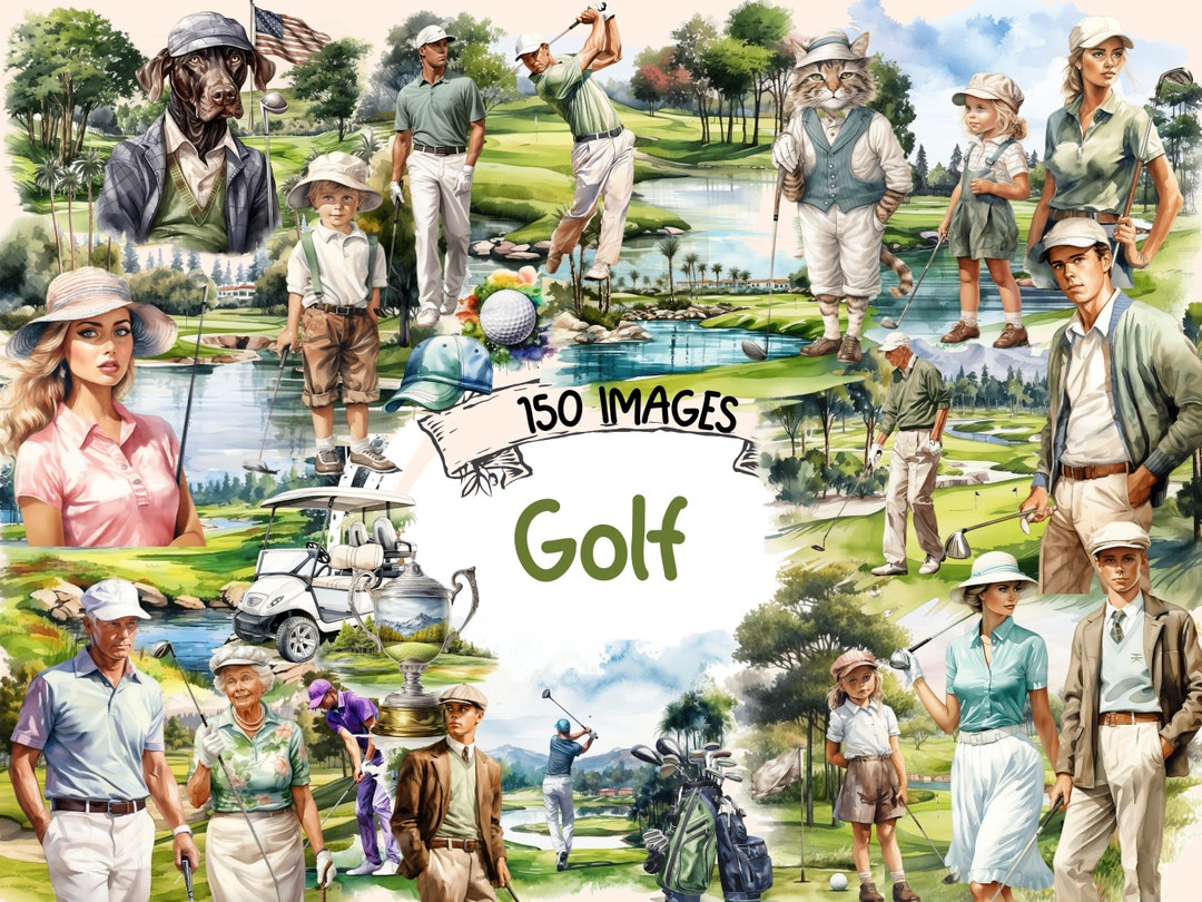 Golf Clipart Bundle: 150 Watercolor Golfing Images (digital Download ...