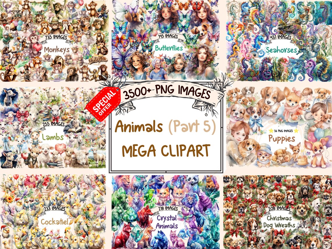 Animals Mega Clipart Bundle (P5) - 3500+ PNG Cute Animal Images ...