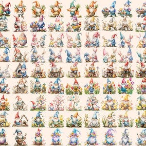 Easter Gnomes Watercolor Clipart Bundle: 355 PNG Images (digital ...