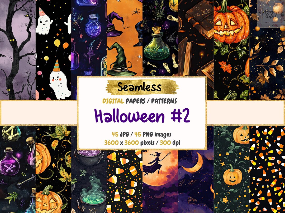 Halloween Seamless Paper: Spooky Textures, Festive Backgrounds (digital ...