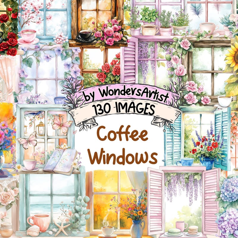 Coffee Windows Clipart - Etsy