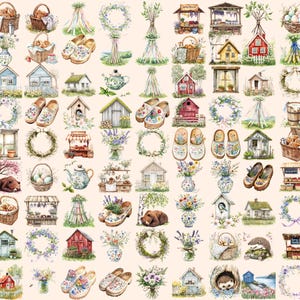 Scandinavian Spring Watercolor Clipart: Nordic Floral Graphics (digital ...