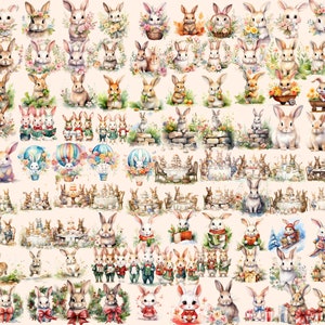 Watercolor Bunnies Clipart Bundle – 894 PNG Images, Commercial Use ...