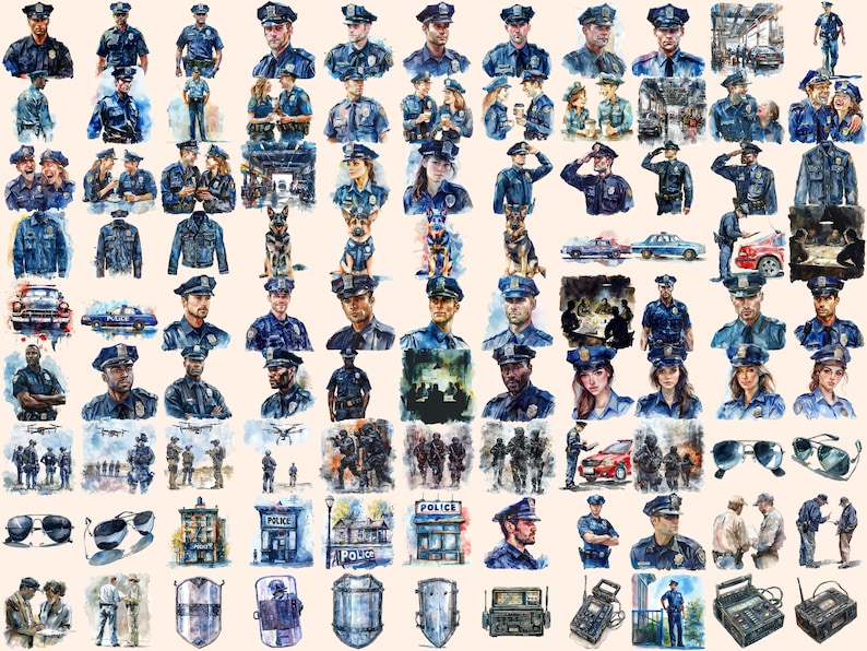 Police Watercolor Clipart Bundle: 403 Law Enforcement PNG Images ...