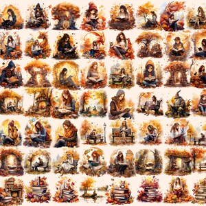 Autumn Books Watercolor Clipart Bundle - 656 PNG Fall Book Images, Cute ...