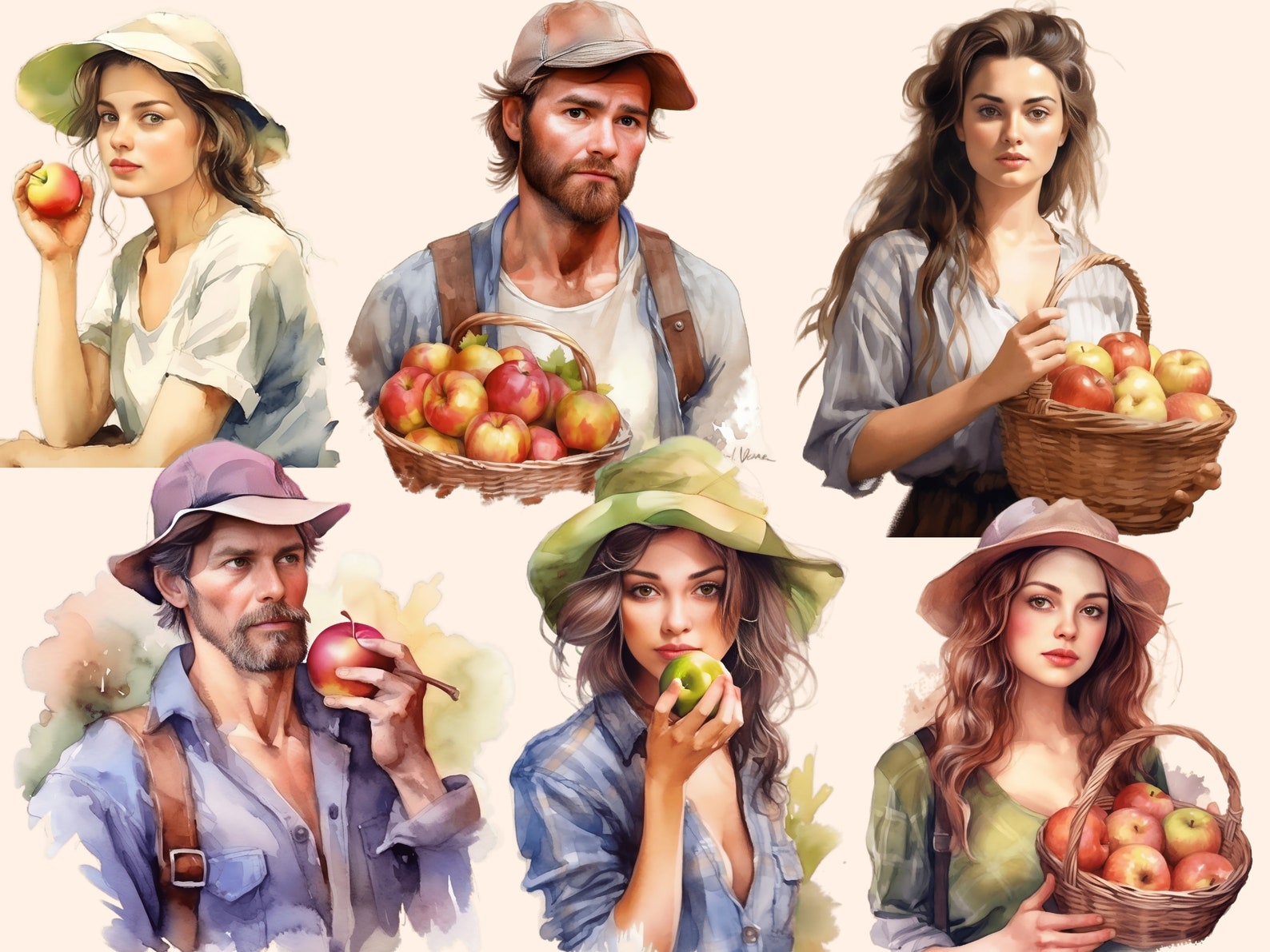 Apples Watercolor Clipart Bundle 86 PNG Images of Refreshing Summer ...