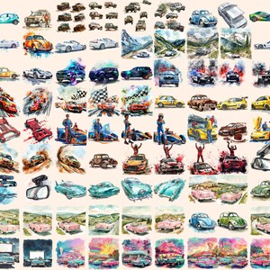 Watercolor Cars Clipart Bundle: 668 PNG Vehicle Graphics (digital ...