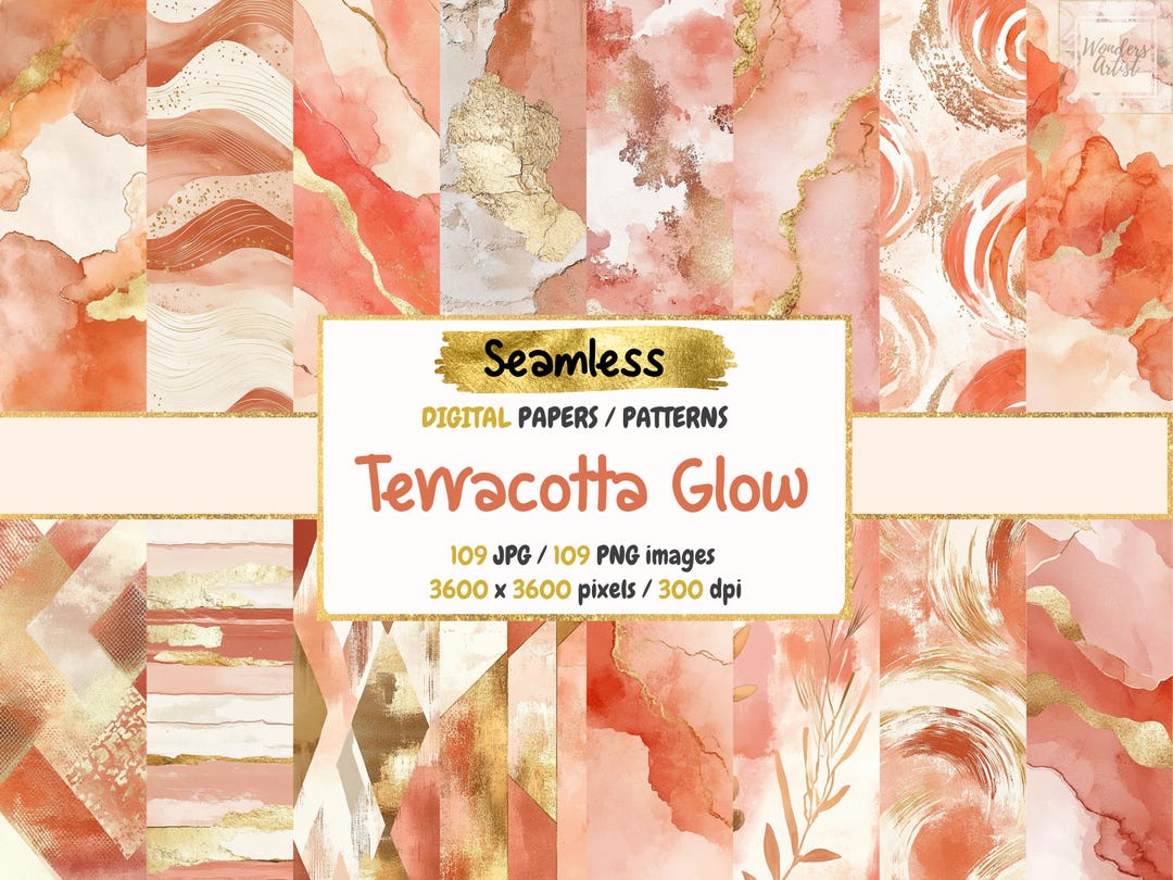 Terracotta Digital Paper: Warm Earthy Textures, Seamless Rustic ...
