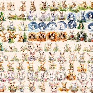 Watercolor Bunnies Clipart Bundle – 894 PNG Images, Commercial Use ...