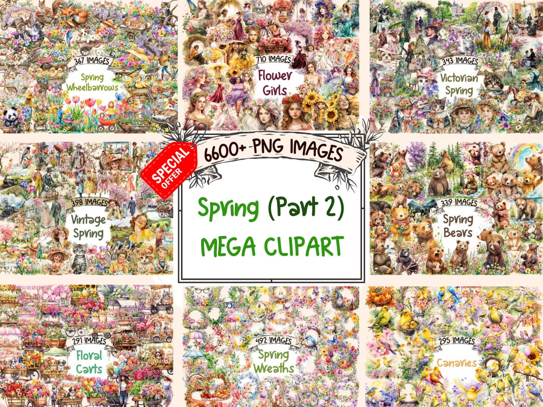 Spring (part 2) Mega Clipart Bundle - 6600+ PNG Floral Images ...
