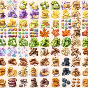 Cookies Watercolor Clipart Bundle - 295 PNG Assorted Cookies Images ...