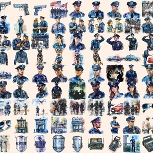 Police Watercolor Clipart Bundle - 403 PNG Law Enforcement Badge Images ...
