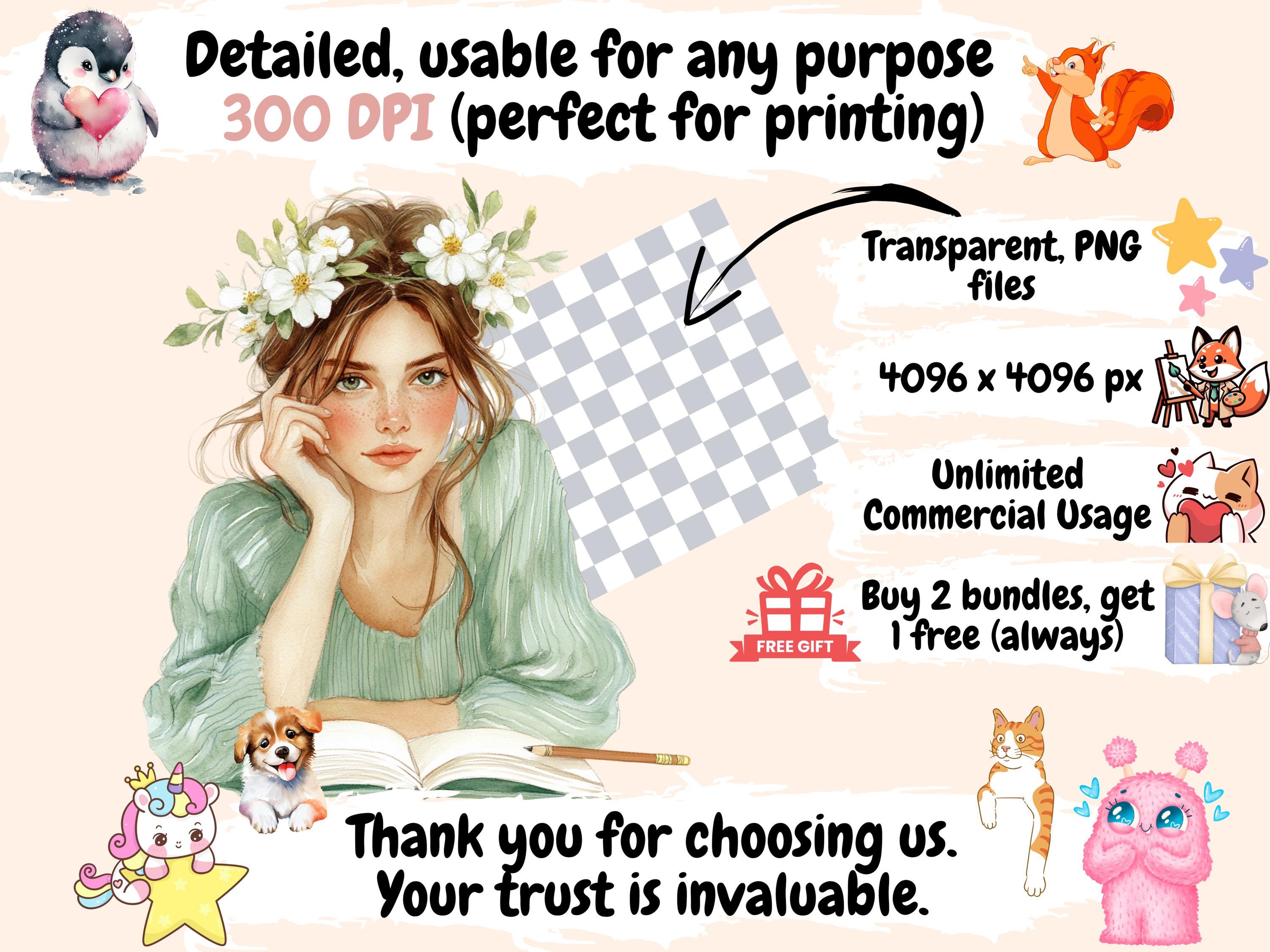 Green Planner Watercolor Clipart Bundle: 147 PNG Images (commercial Use ...