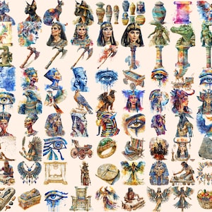 Ancient Egypt Watercolor Clipart Bundle: Pharaohs, Pyramids (digital ...