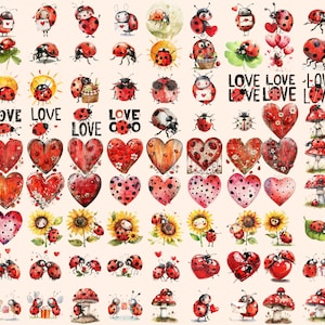 Ladybugs Watercolor Clipart Bundle - 323 PNG Adorable Ladybug Images ...