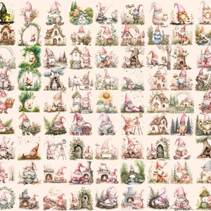 Cottagecore Gnomes Watercolor Clipart Bundle: 328 PNG Images (digital ...