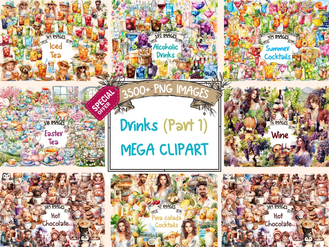 Drinks Mega Clipart Bundle (P1) - 3500+ PNG Refreshing Drink Images ...
