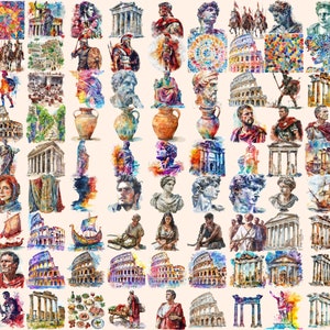 Ancient Rome Watercolor Clipart Bundle: 665 Roman Empire PNG Graphics ...