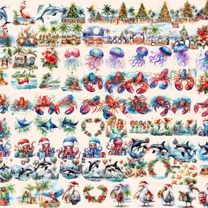 Tropical Christmas Watercolor Clipart Bundle: 680 Festive PNG Images ...
