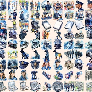 Police Watercolor Clipart Bundle - 403 PNG Law Enforcement Badge Images ...