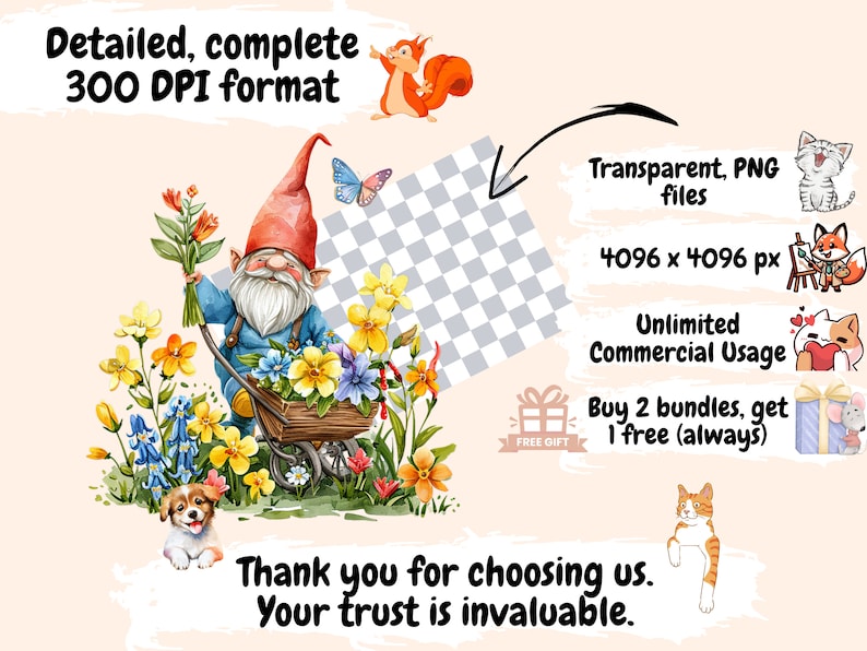 Gnomes Watercolor Clipart Bundle: 400 PNG Graphics (digital Download ...