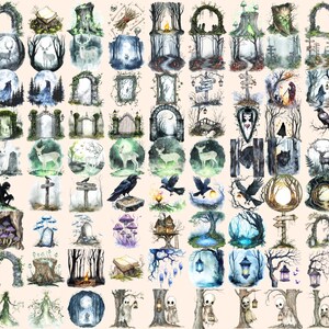 Haunted Forest Watercolor Clipart: Spooky Woodland PNG Graphics (digital Download, Commercial ...
