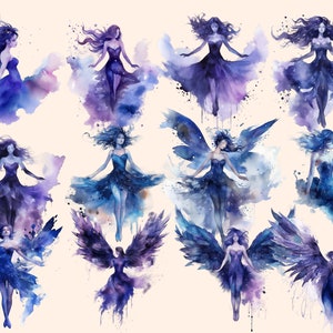 Celestial Fairies Watercolor Clipart Bundle - 36 Magical Fairytale ...