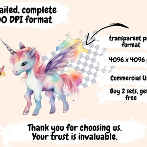 Baby Unicorns Watercolor Clipart Bundle 585 PNG Cute Little Unicorn ...