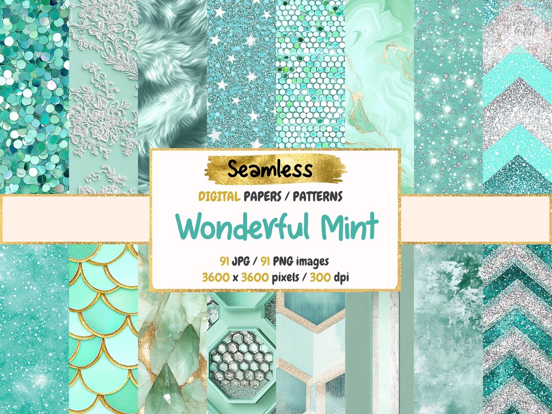Mint Green Seamless Digital Paper: Pastel Textures (commercial Use) - Etsy