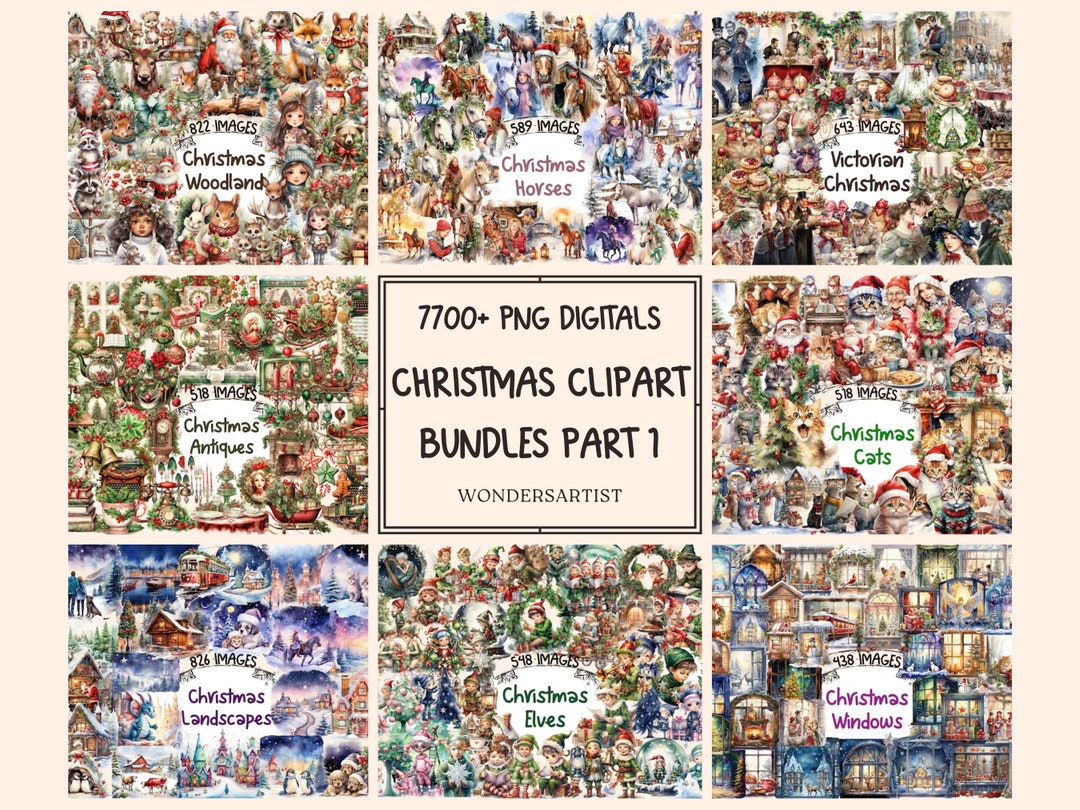 Christmas Clipart Bundles Part 1 - 7700+ PNG Festive X-mas Graphics ...