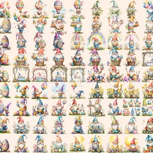 Easter Gnomes Watercolor Clipart Bundle: 355 PNG Images (digital ...