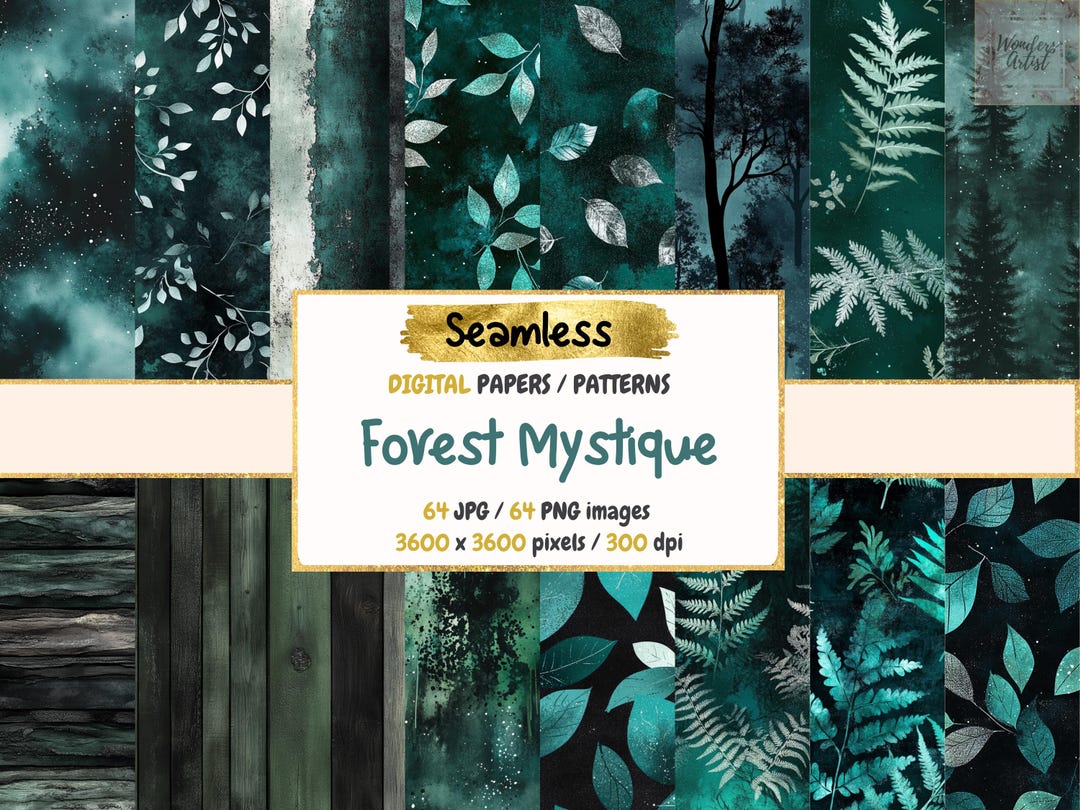 Forest Mystique Seamless Pattern Digital Papers - Woodland Textures ...