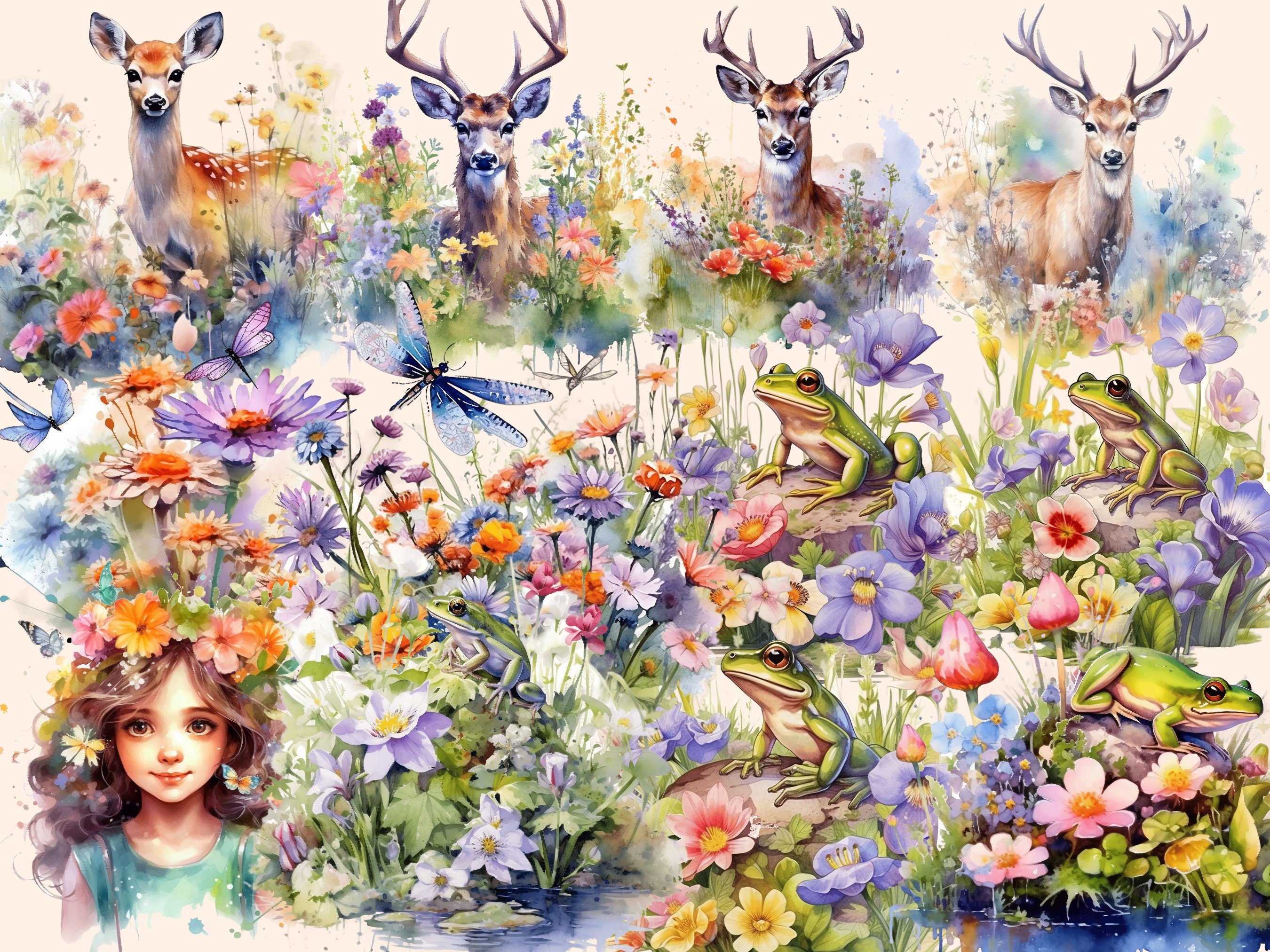 Springtime Flowers Watercolor Clipart Bundle 115 PNG Flower - Etsy