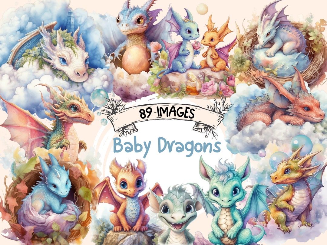 Baby Dragons Watercolor Clipart Bundle 89 Magical Fairytale ...