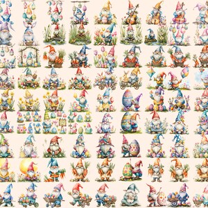 Easter Gnomes Watercolor Clipart Bundle: 355 PNG Images (digital ...