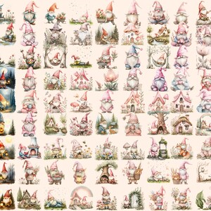 Cottagecore Gnomes Watercolor Clipart Bundle: 328 PNG Images (digital ...