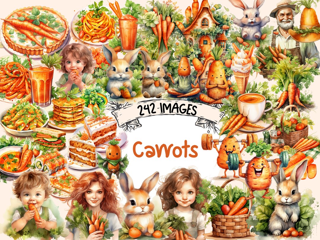 Carrots Watercolor Clipart Bundle: 242 PNG Images (digital Download) - Etsy