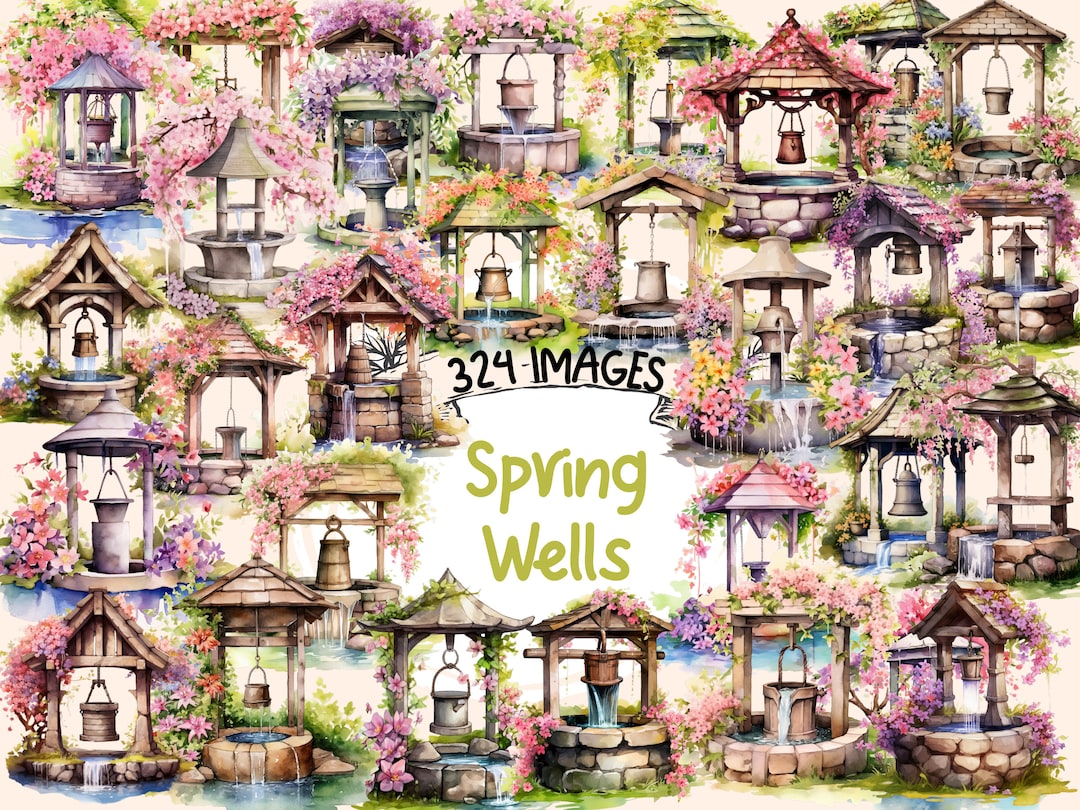 Spring Wells Watercolor Clipart Bundle - 324 PNG Springtime Images ...