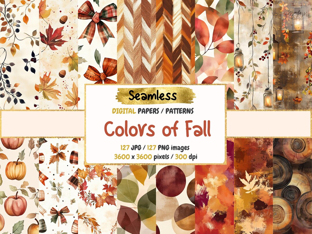 Autumn Seamless Pattern Digital Papers: Fall Leaf Textures (digital ...