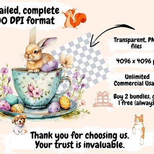 Easter Tea Watercolor Clipart Bundle: 378 PNG Images (digital Download ...