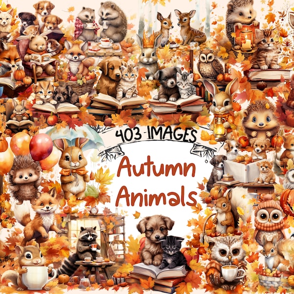 Watercolor Autumn Clipart Animals - Etsy UK