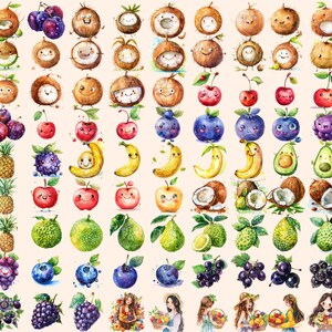 Watercolor Fruits Clipart Bundle: 491 PNG Graphics (digital Download ...