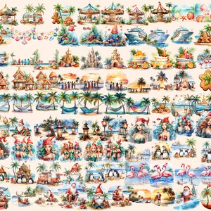 Tropical Christmas Watercolor Clipart Bundle: 680 Festive PNG Images ...